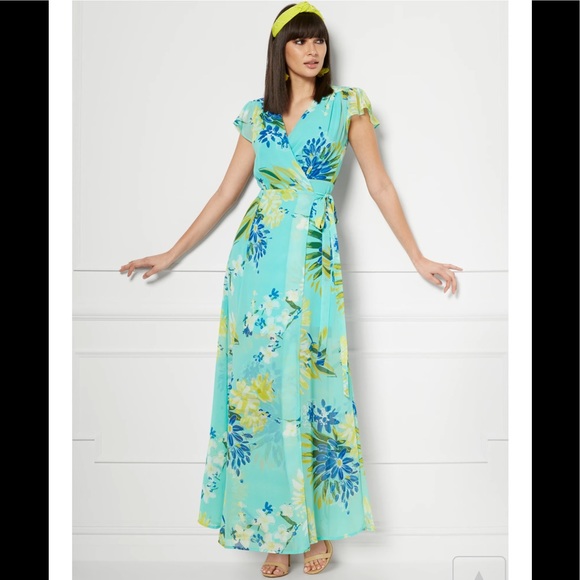 eva mendes for New York & Company | Dresses | Allison Wrap Maxi Dress ...